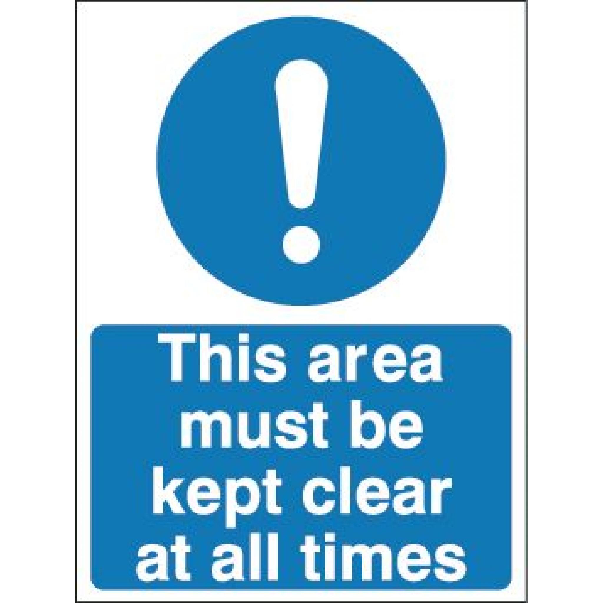 This area must be kept clean at all times